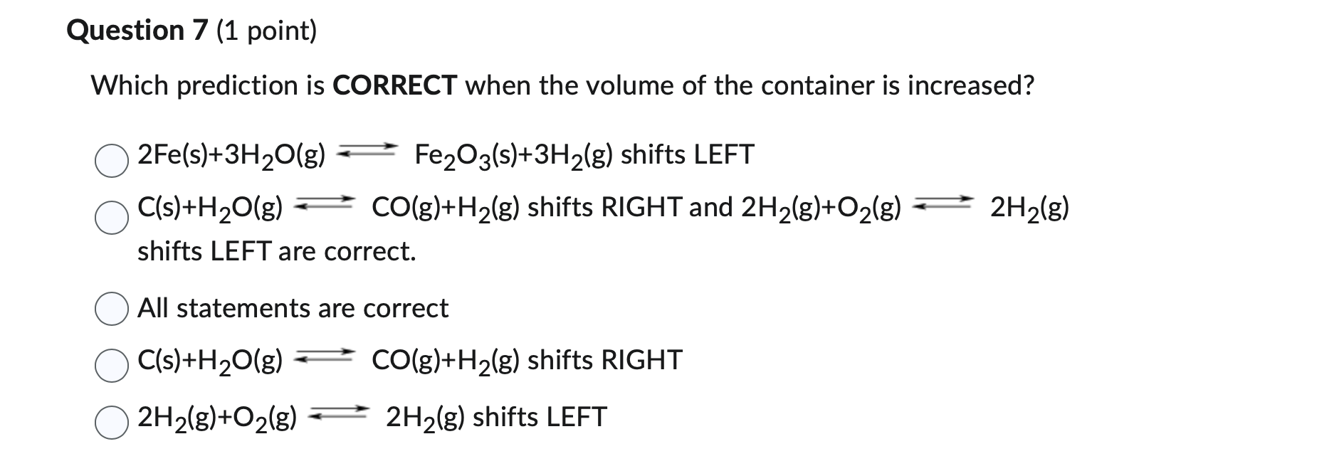 Solved Question 7 (1 ﻿point)Which prediction is ﻿CORRECT | Chegg.com