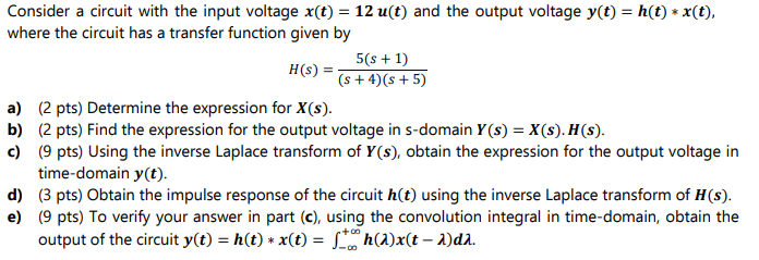 Solved Consider a circuit with the input voltage x(t) = 12 | Chegg.com