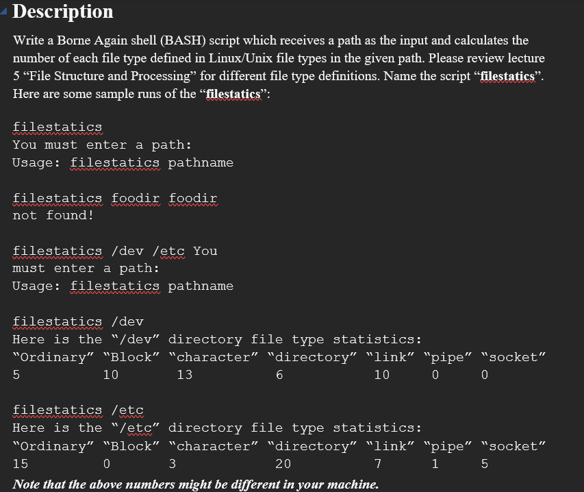 Solved Description Write a Borne Again shell (BASH) script | Chegg.com