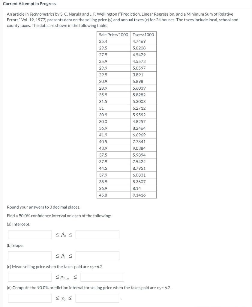 Solved Current Attempt in Progress An article in | Chegg.com
