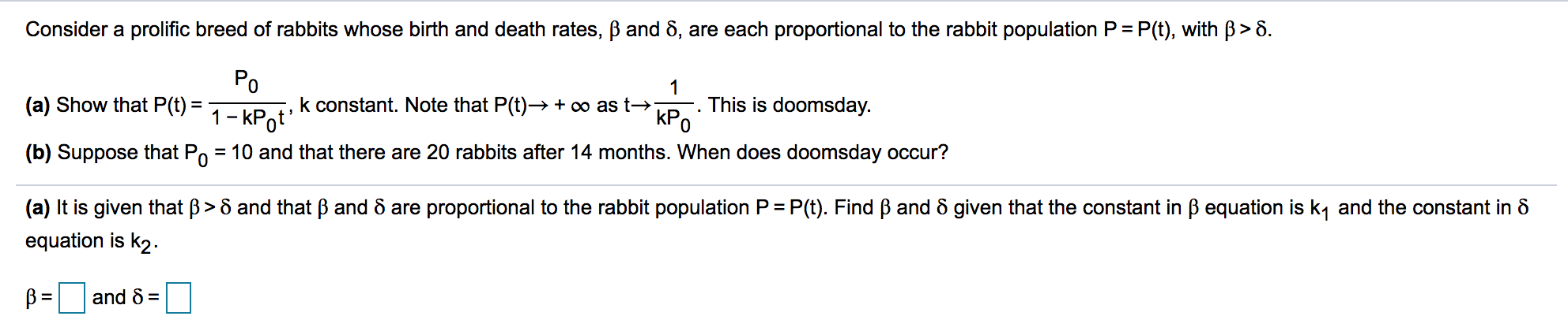 Solved Consider a prolific breed of rabbits whose birth and | Chegg.com