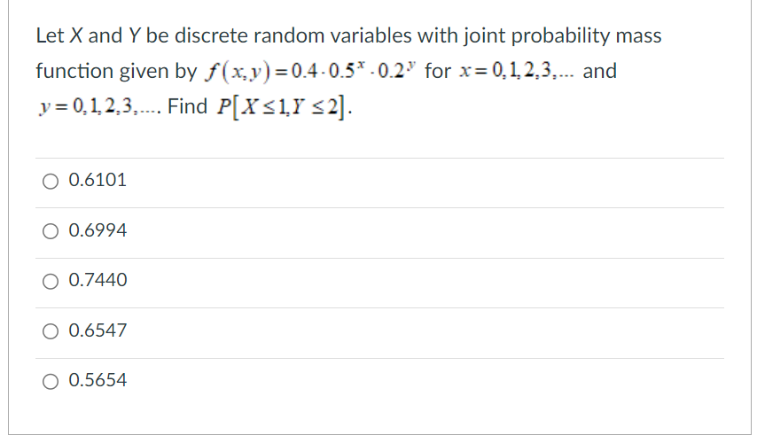 Solved Let X and Y be discrete random variables with joint | Chegg.com