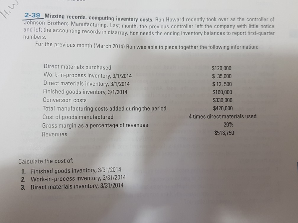 Solved Johnson Broth and left the numbers ssing records, | Chegg.com