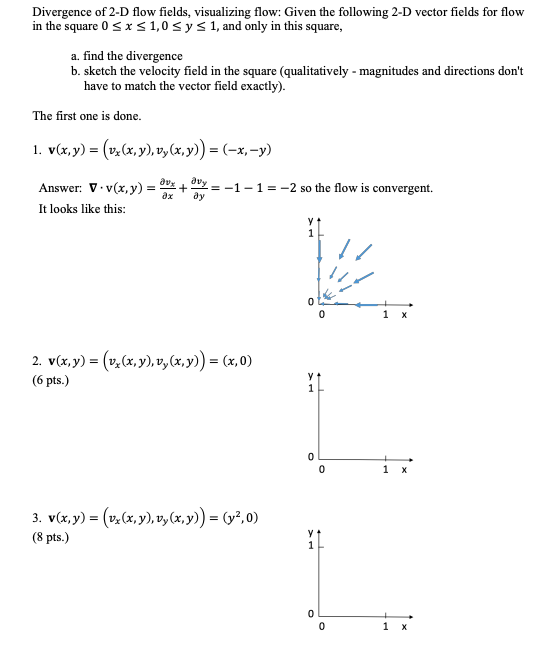 Solved Divergence of 2-D flow fields, visualizing flow: | Chegg.com
