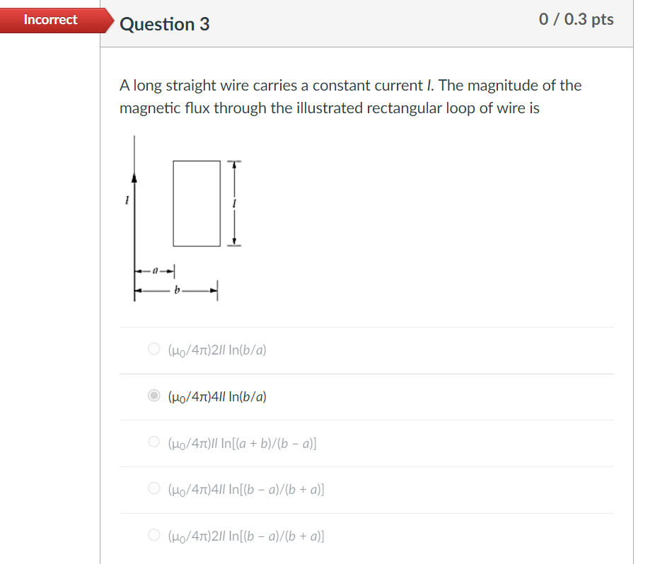 Solved A long straight wire carries a constant current I. | Chegg.com