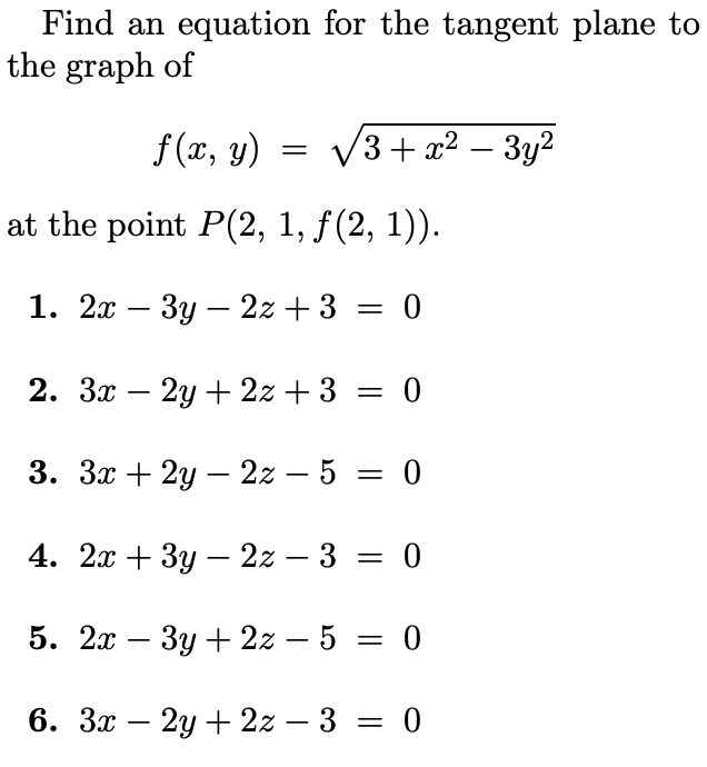 Solved Find an equation for the tangent plane at the point | Chegg.com