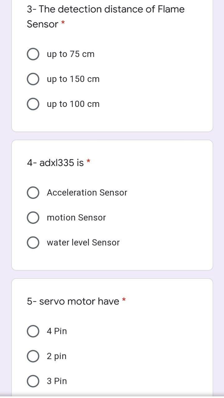 Solved 3- The detection distance of Flame Sensor * up to 75 | Chegg.com
