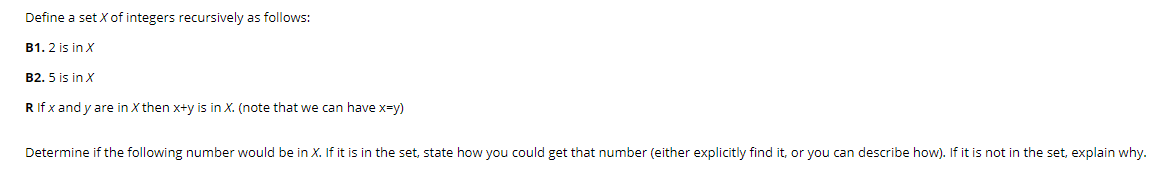 Solved Define a set X of integers recursively as follows: | Chegg.com