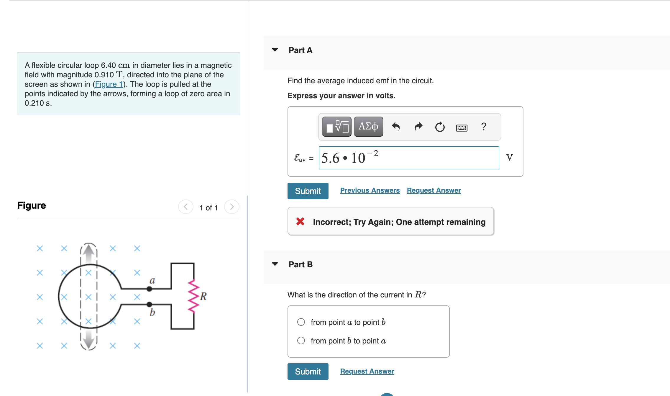 Solved A flexible circular loop 6.40 cm in diameter lies in | Chegg.com
