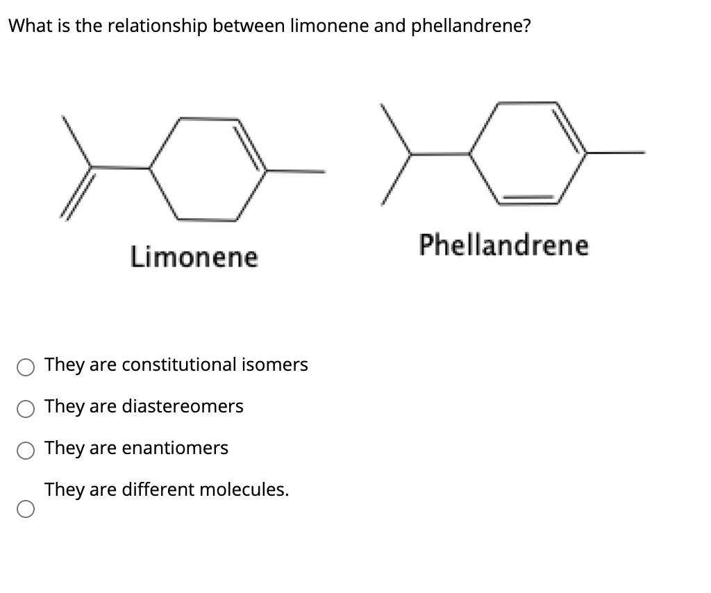 Solved What is the relationship between limonene and | Chegg.com