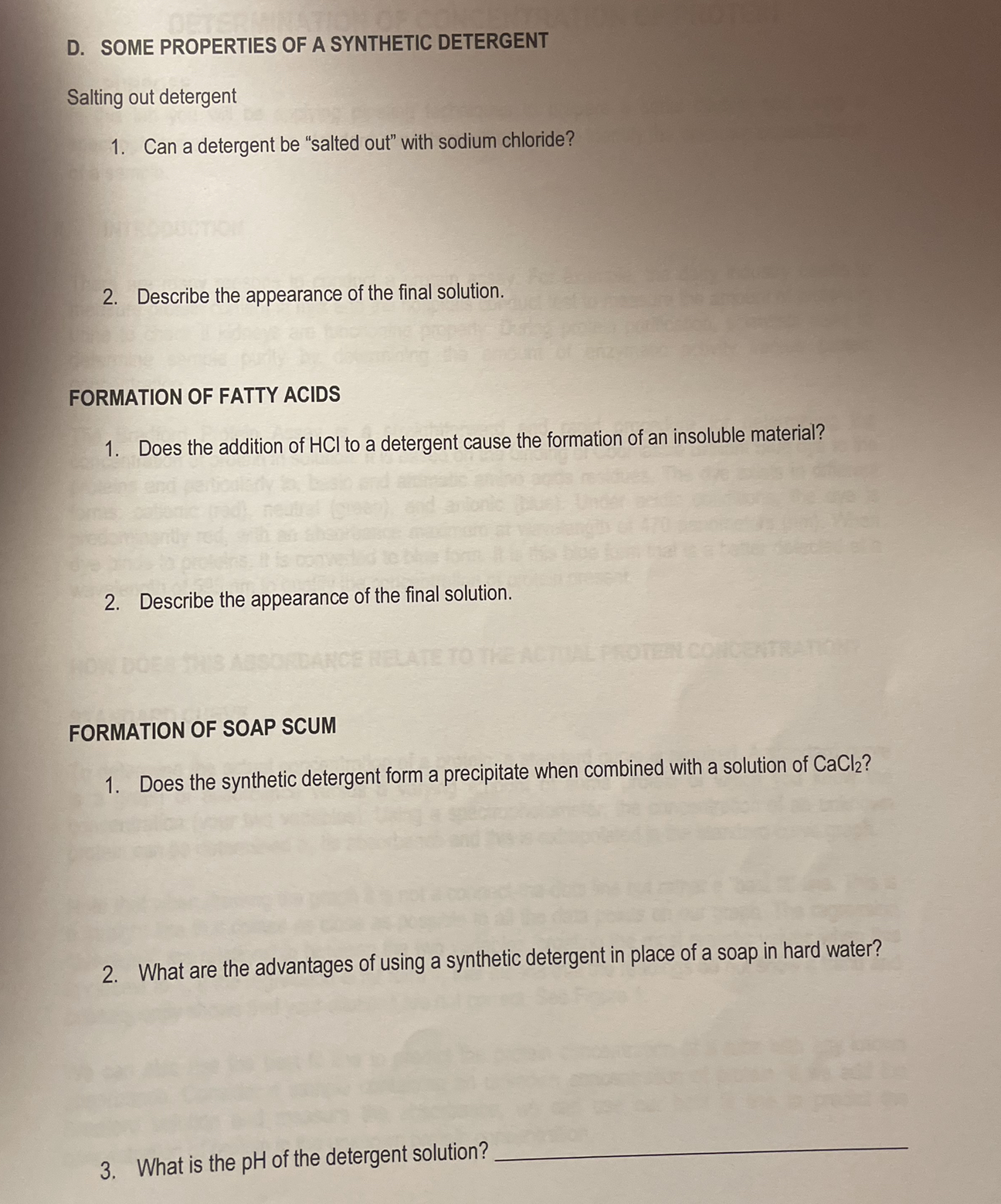 Solved 2. Dis the collected material form suds when shaken | Chegg.com