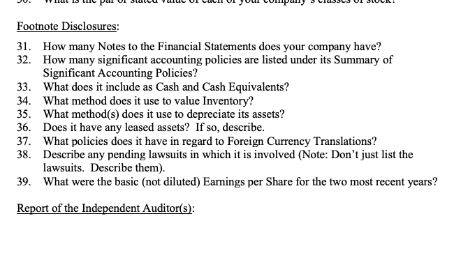 Solved Analyzing Your Publicly Held Corporation (Note: Do | Chegg.com