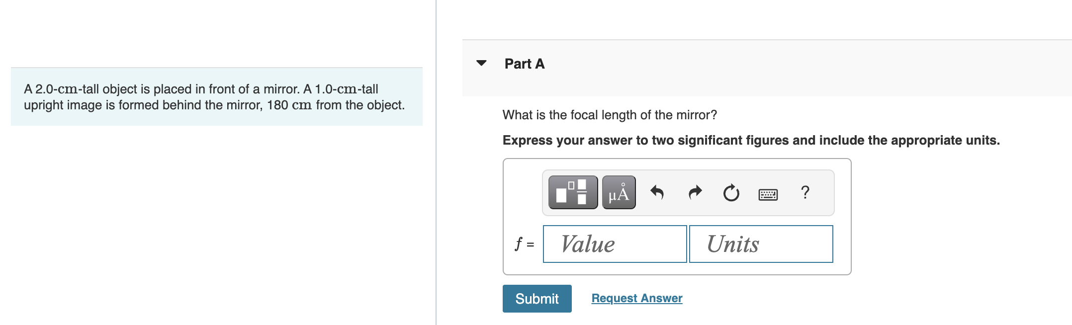 Solved A 2.0-cm-tall object is placed in front of a mirror. | Chegg.com