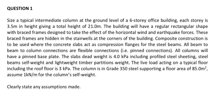 Solved QUESTION 1 Size a typical intermediate column at the | Chegg.com