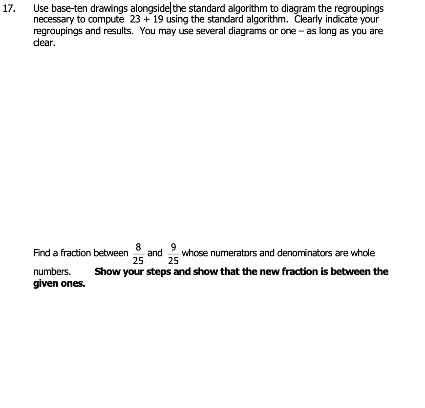 Solved 17. Use base-ten drawings alongside the standard | Chegg.com