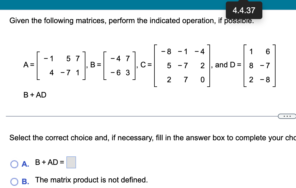 Solved Given The Following Matrices Perform The Indicated