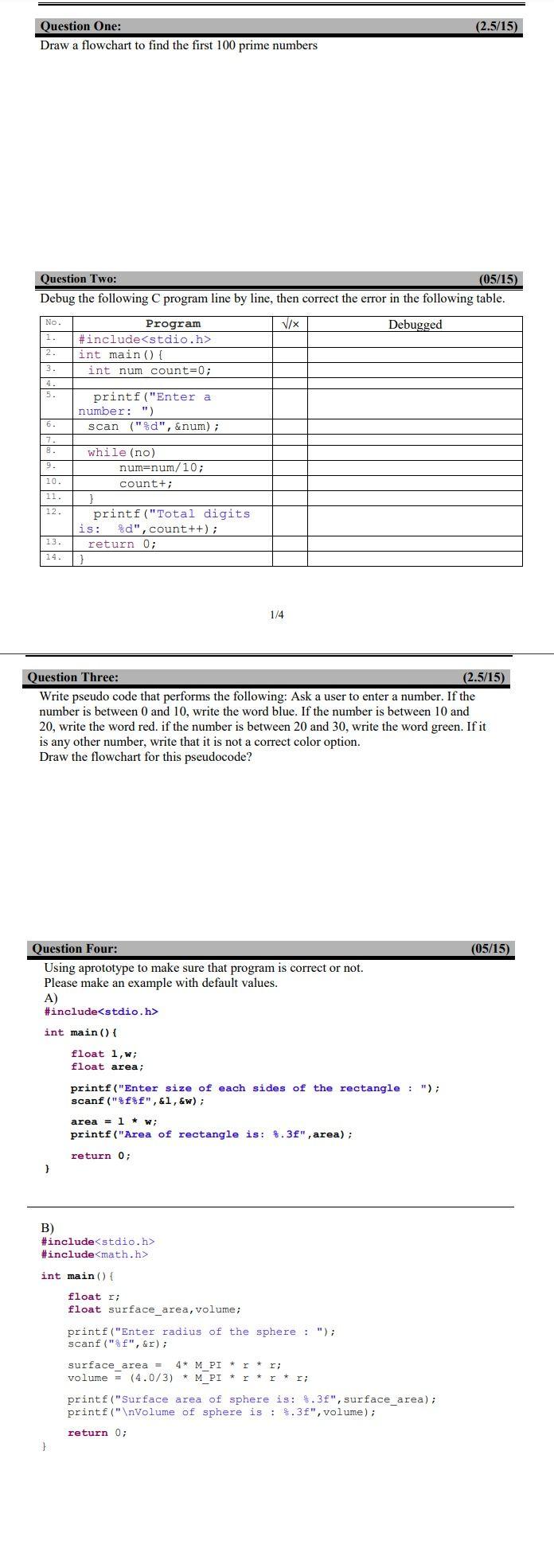 Solved Question One: Draw a flowchart to find the first 100 | Chegg.com