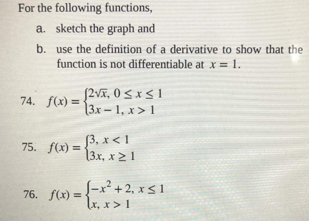 Solved For the following functions, a. sketch the graph and | Chegg.com