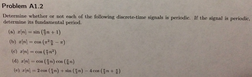 Solved Problem A1.2 Determine whether or not each of the | Chegg.com