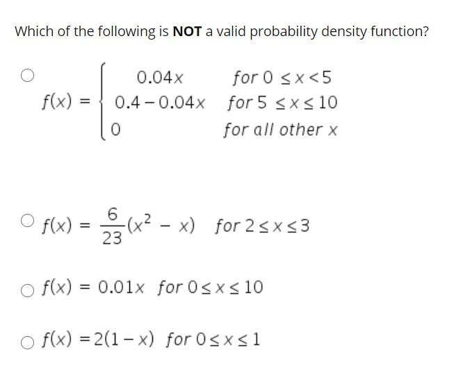Solved Which of the following is NOT a valid probability | Chegg.com