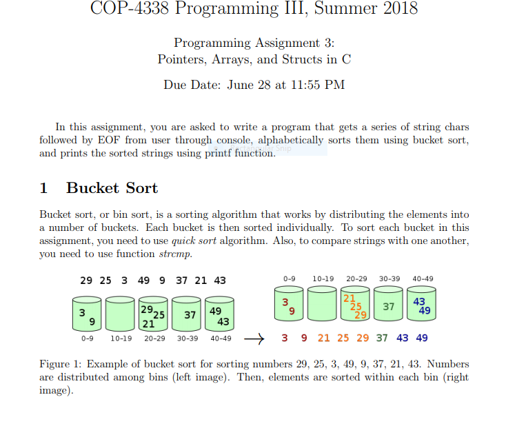 C program Bucket Sort Step Two and Three is the | Chegg.com