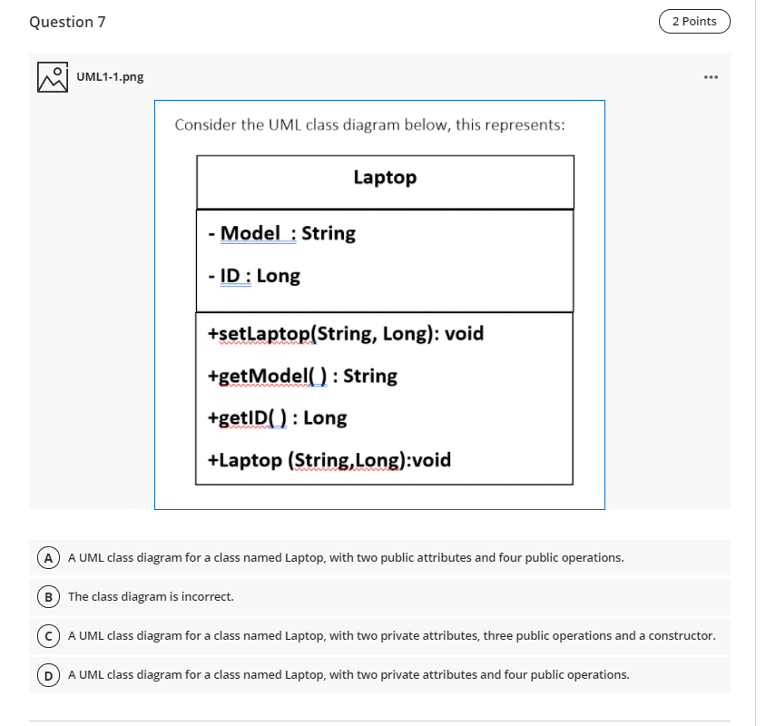Solved Question 7 2 Points UML1-1.png ... Consider the UML | Chegg.com