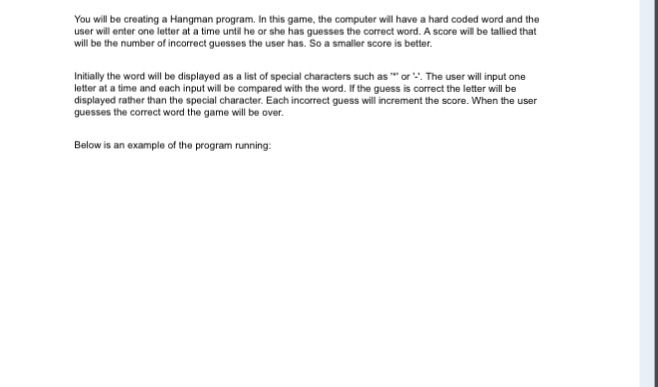 Solved You will be creating a Hangman program. In this game, | Chegg.com