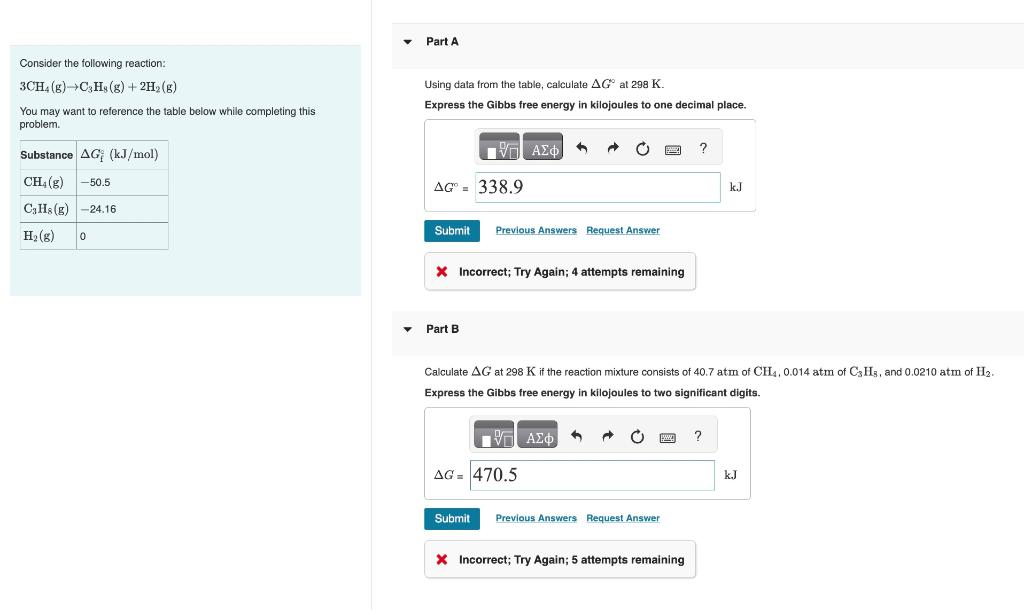 Solved Consider the following reaction: 3CH4( g)→C3H8( | Chegg.com