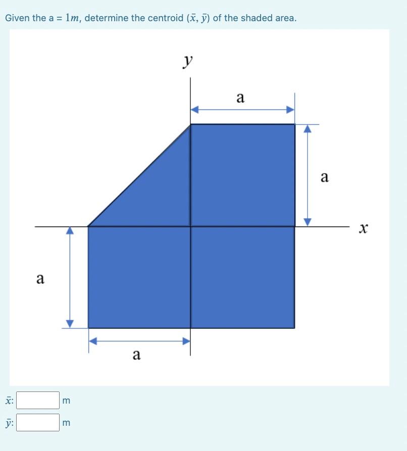 Solved Given the a=1m, determine the centroid (xˉ,yˉ) of the | Chegg.com