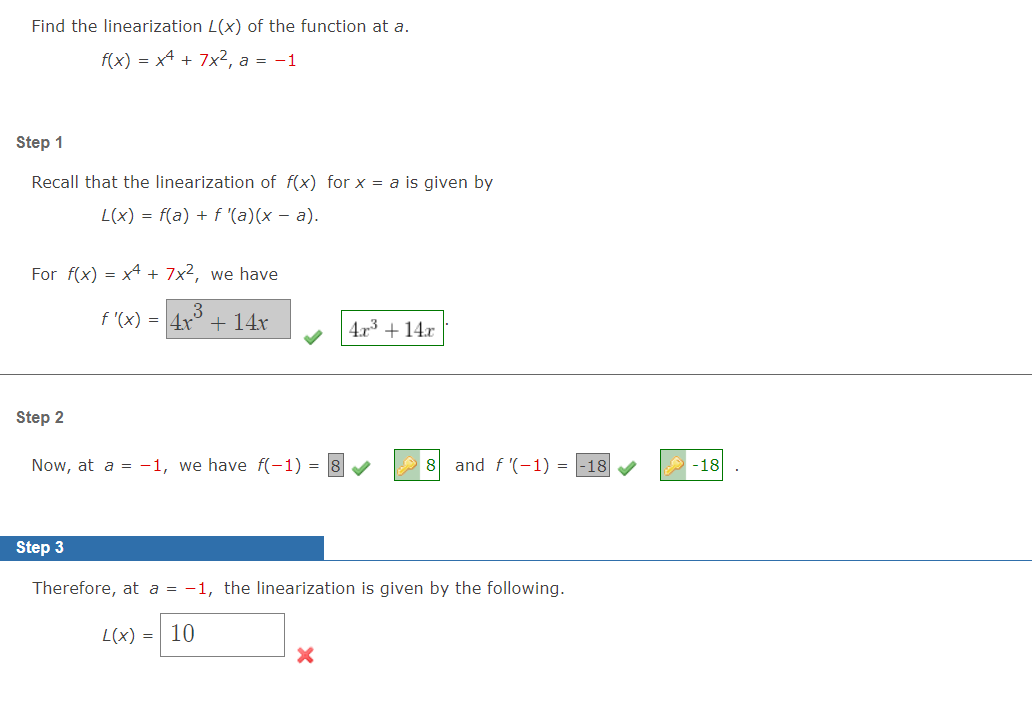 Solved Find The Linearization L X Of The Function At A