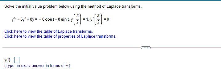 Solved Solve the initial value problem below using the | Chegg.com