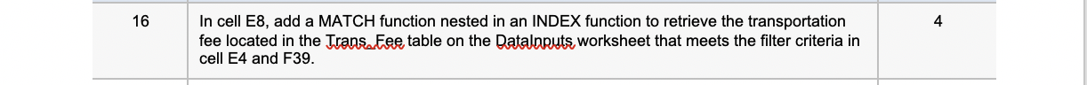 In Cell E8 Add A Match Function Nested In An Index
