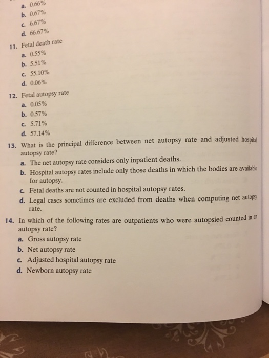 1. Autopsy 2. 3. AMorgue 4. Newborn autopsy rate 6. | Chegg.com