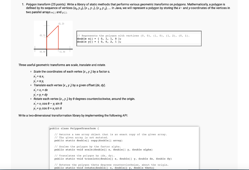 1. Polygon transform (25 points). Write a library of | Chegg.com