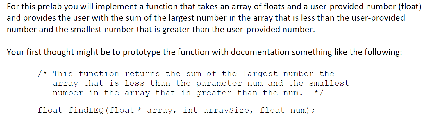 Solved For This Prelab You Will Implement A Function That