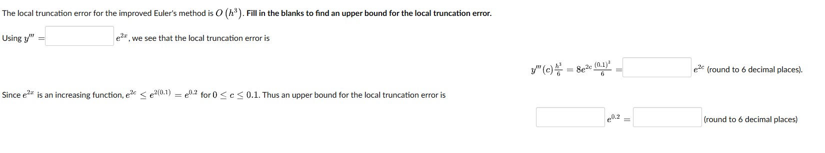 Solved The local truncation error for the improved Euler's | Chegg.com