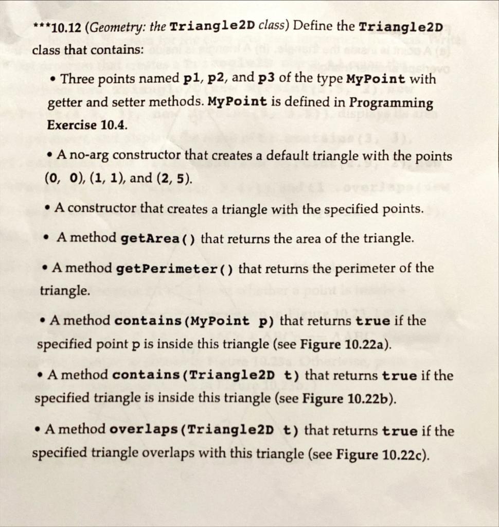 ***10.12 (Geometry: the Triangle2D class) Define the | Chegg.com