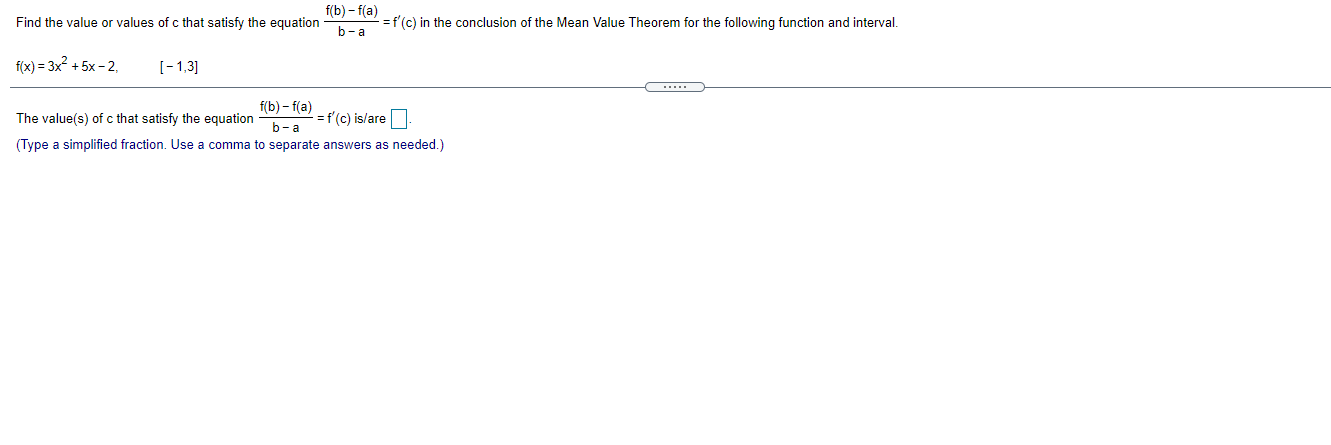Solved Find the value or values of c that satisfy the | Chegg.com