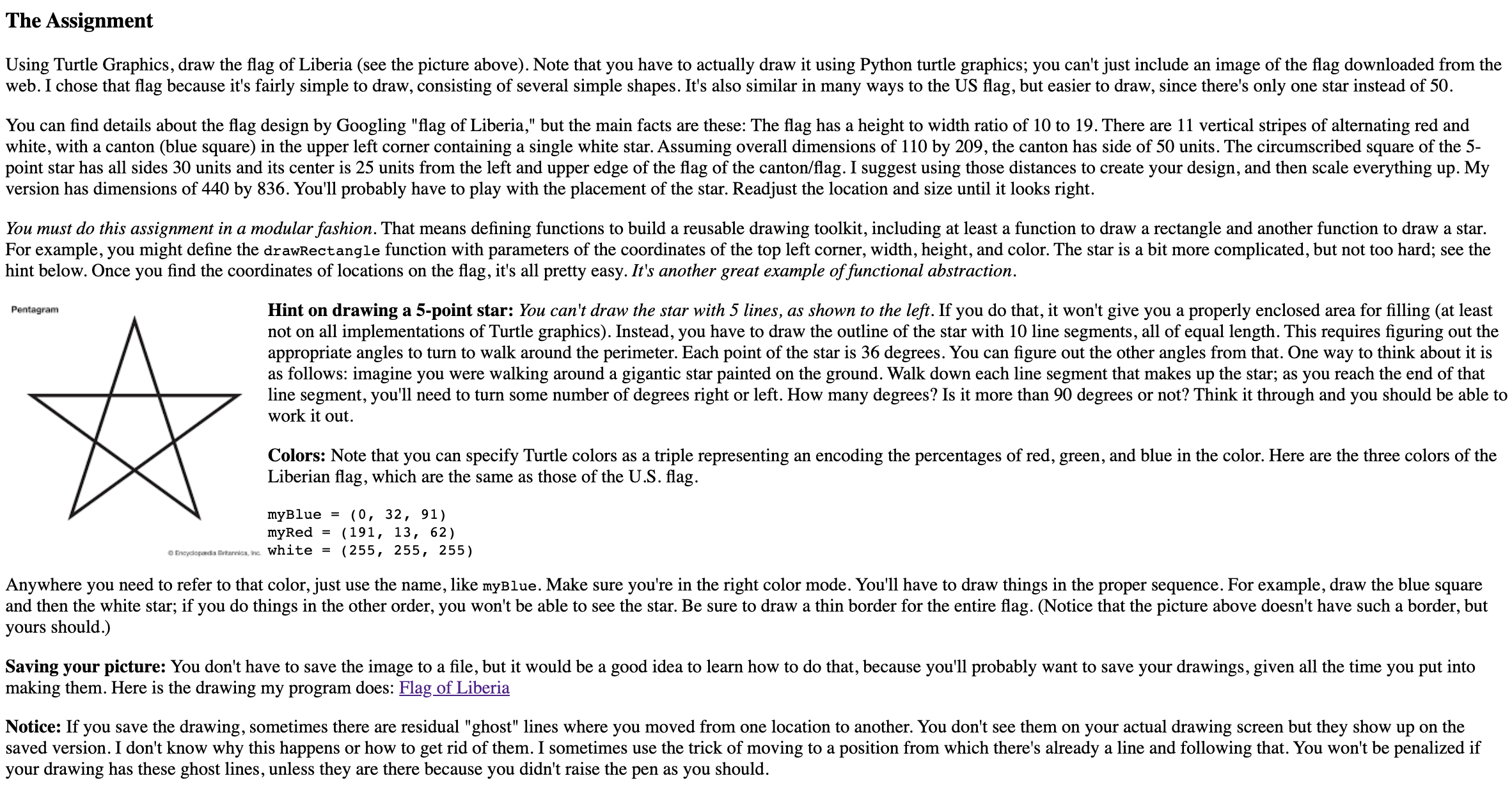 Solved sing Turtle Graphics, draw the flag of Liberia (see | Chegg.com