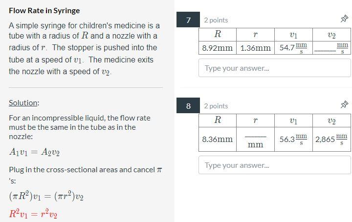 Solved 7 say Flow Rate in Syringe A simple syringe for | Chegg.com
