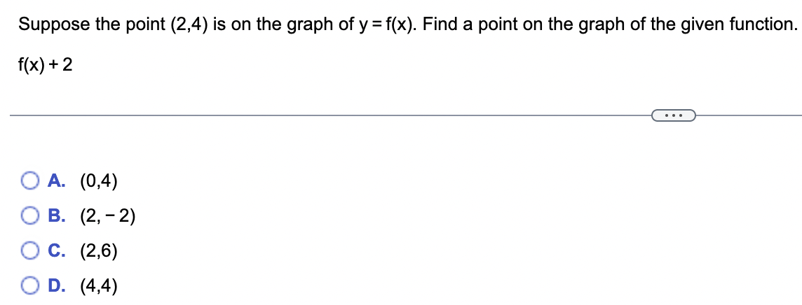 Solved Suppose the point (2,4) is on the graph of y=f(x). | Chegg.com