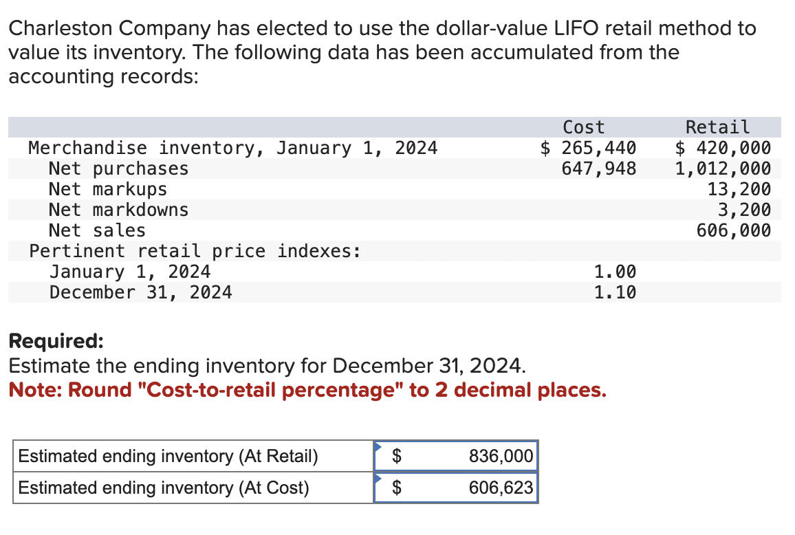Solved Charleston Company has elected to use the | Chegg.com