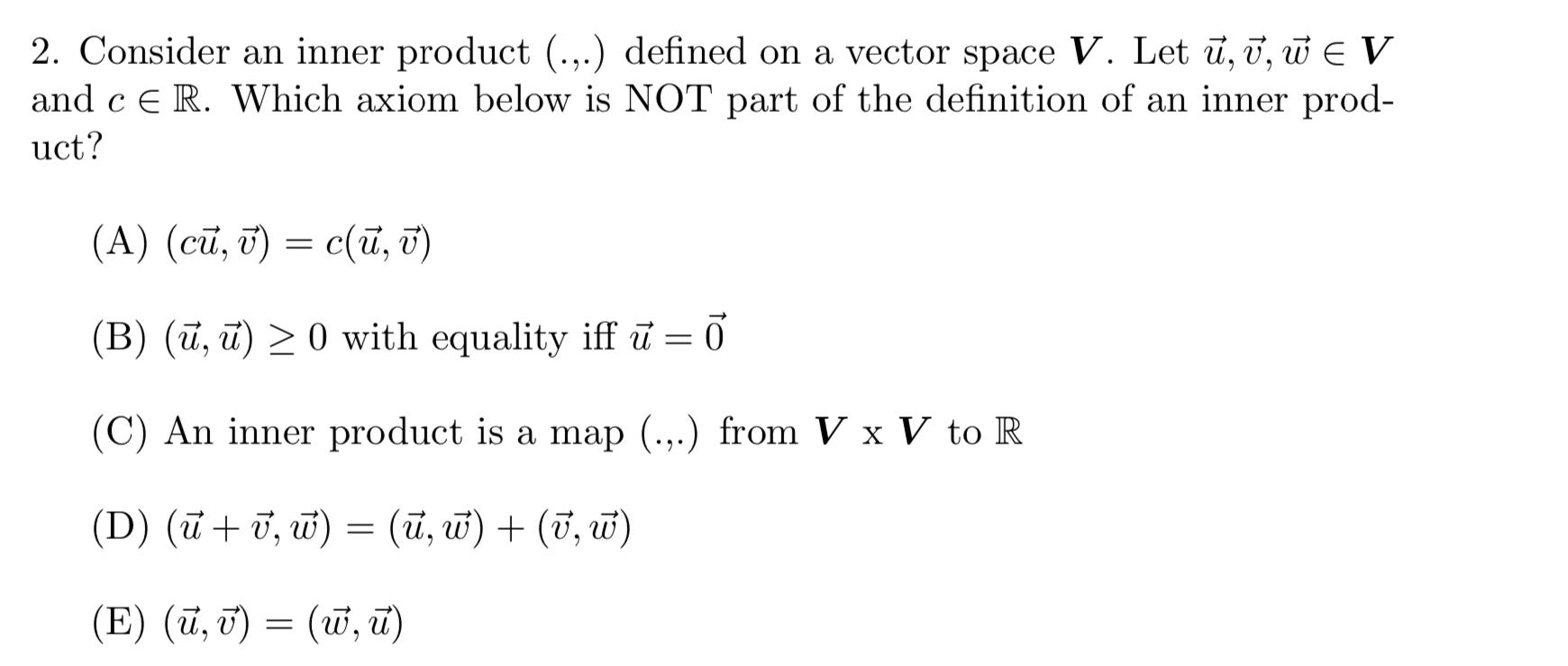 Solved 2. Consider an inner product (.,.) defined on a | Chegg.com