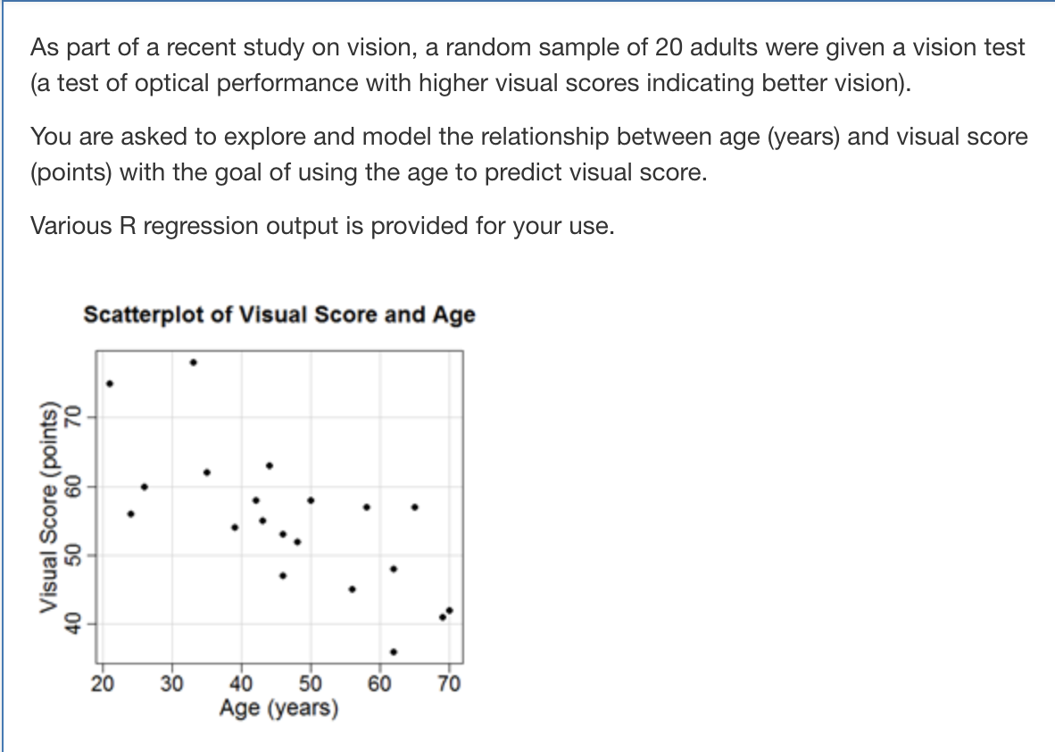 Solved As part of a recent study on vision, a random sample | Chegg.com