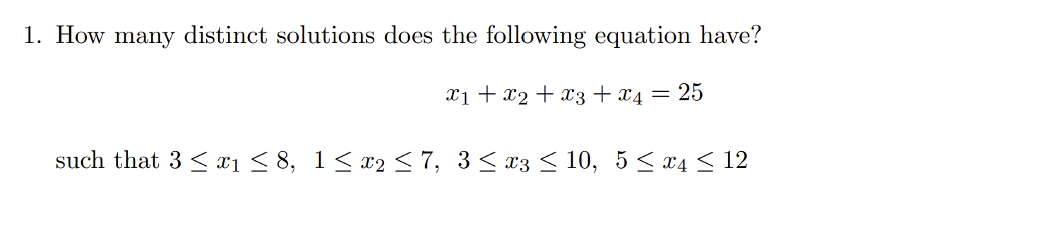 Solved 1. How many distinct solutions does the following | Chegg.com