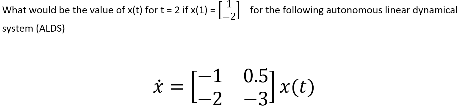 Solved What would be the value of x(t) ﻿for t=2 ﻿if | Chegg.com