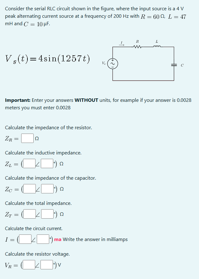 Solved Consider the serial RLC circuit shown in the figure, | Chegg.com