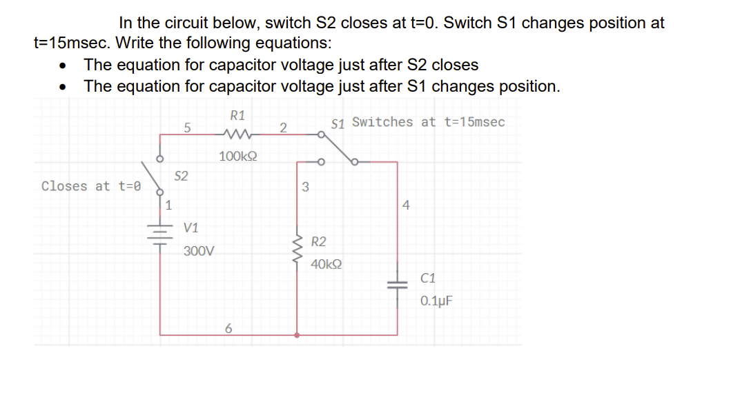 Solved In the circuit below, switch S2 closes at t=0. Switch | Chegg.com
