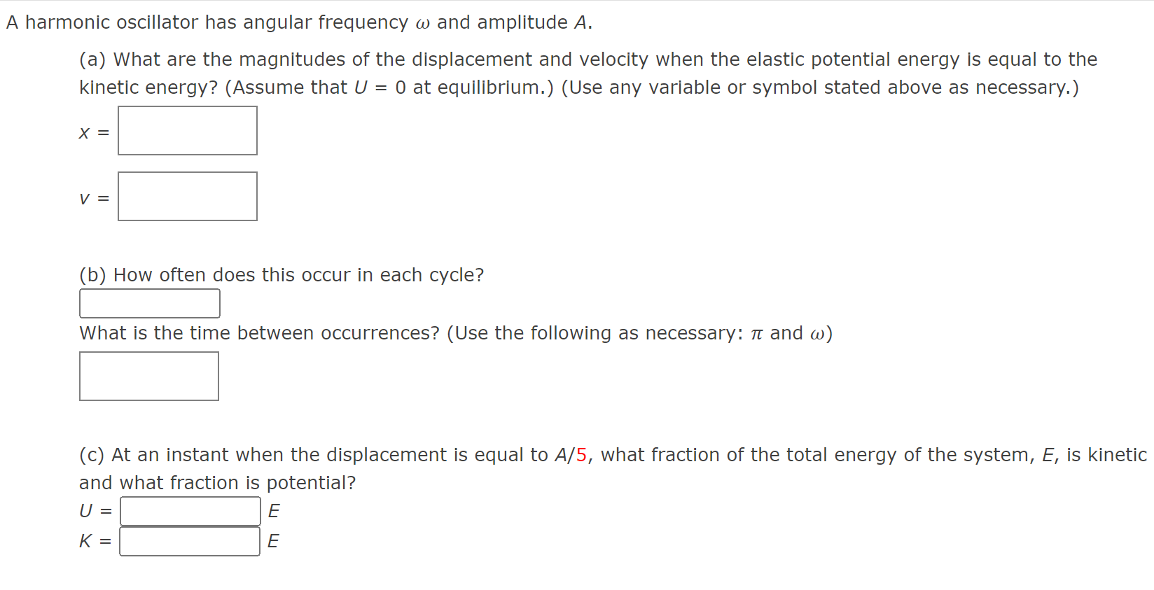 Solved A harmonic oscillator has angular frequency w and | Chegg.com