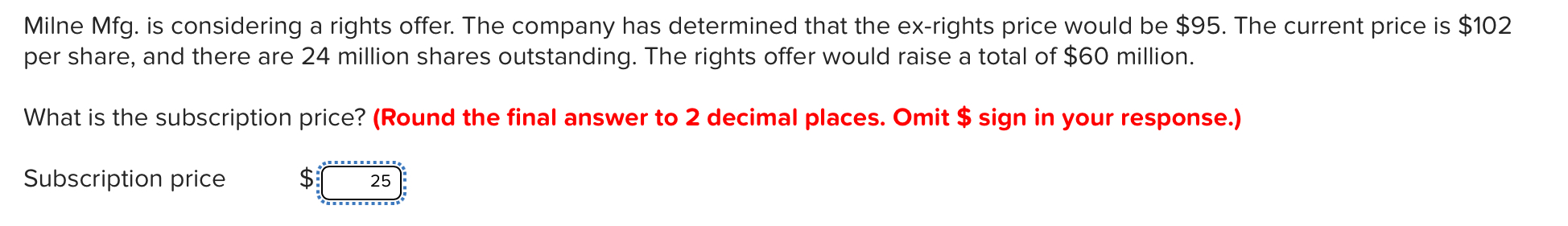 Solved Milne Mfg. ﻿is considering a rights offer. The | Chegg.com